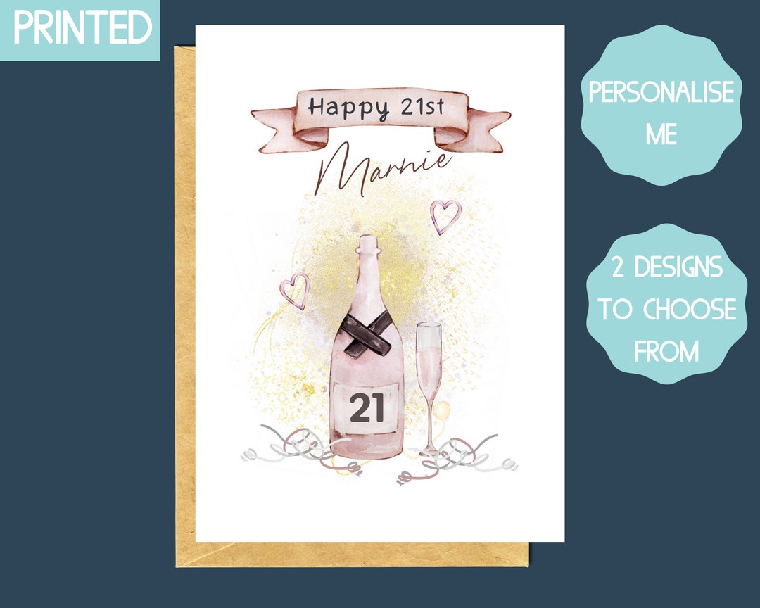 Happy 21st Birthday Card for Girls, Personalised 21st Birthday Card for ...