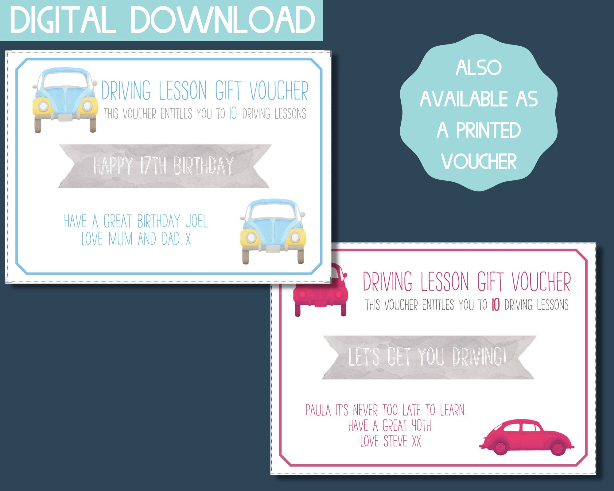 Printable Driving Lesson Voucher 16th Birthday Gift for - Etsy UK