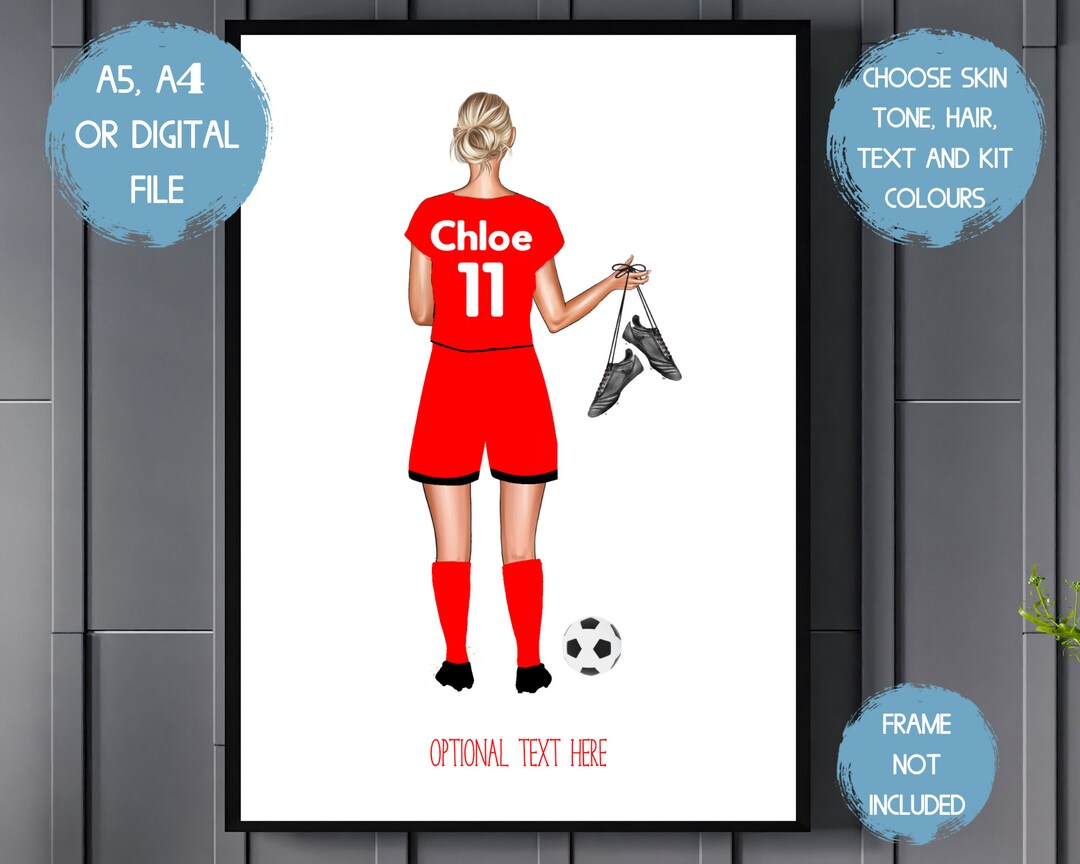 Personalised Female Football Print Soccer Gifts for Girls - Etsy UK