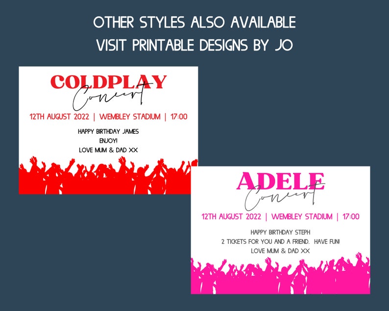 Stationery Concert ticket printable Coldplay ticket festival gift ...