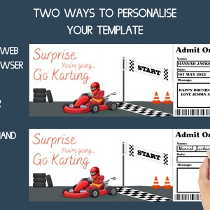 Editable Go Karting Ticket Template, Go Karting Gift Voucher, Surprise ...
