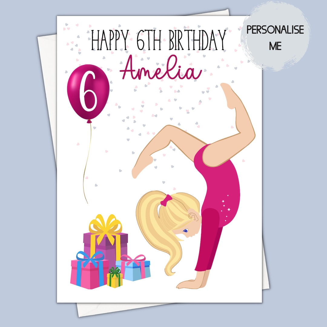 Gymnast Birthday Card, Personalised Gymnastics Birthday Cards for Her ...