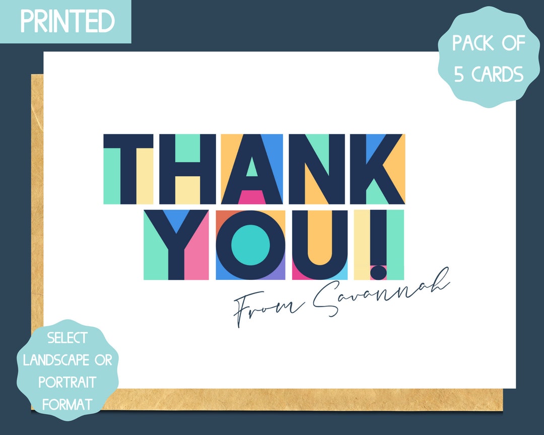 Modern Thank You Notes, Adult Thank You Cards, Personalised Thank You ...