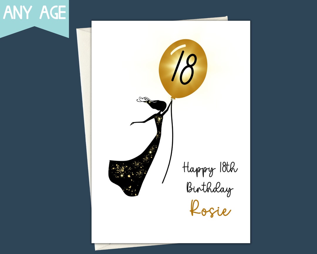 18th Birthday Card Girl, Daughter 18th Birthday Card, Eighteenth Birthday, Personalised Card for ...