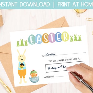 Easter Gift Certificate, Instant Download Easter Gift Card, Printable ...