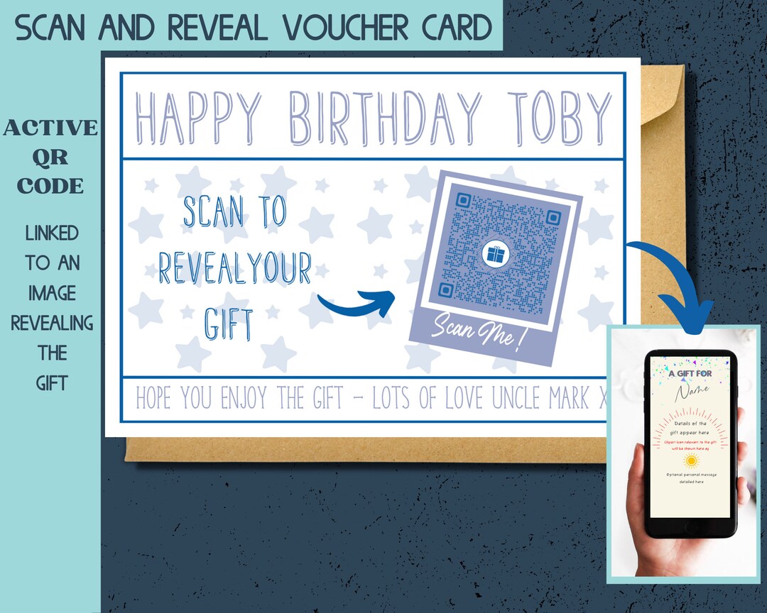 QR Code Card, Surprise Gift Card, Scratch off Voucher, Personalised ...