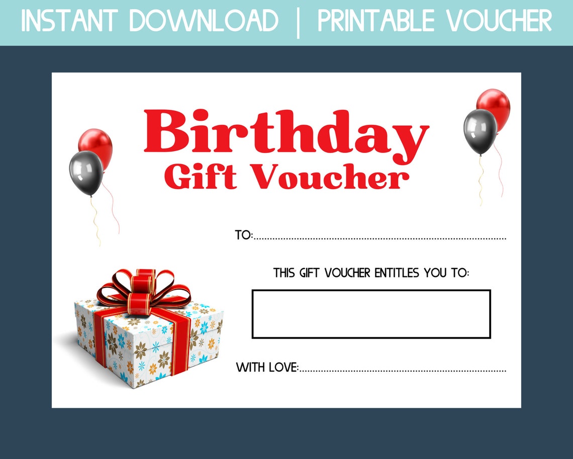 Printable Gift Card, Blank Gift Certificate, Birthday Gift Certificate ...