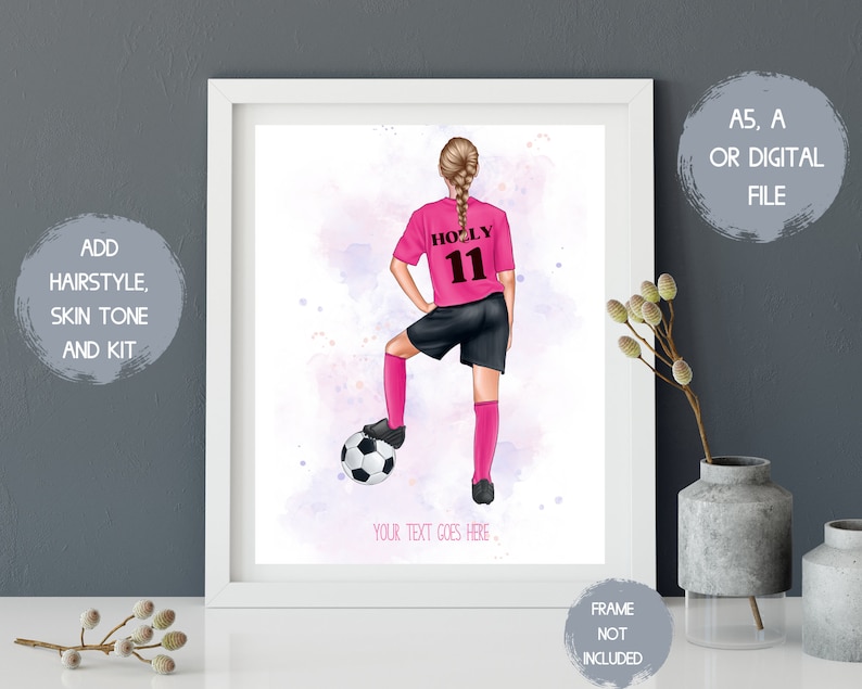 Personalised Female Football Print Soccer Gifts for Girls - Etsy UK