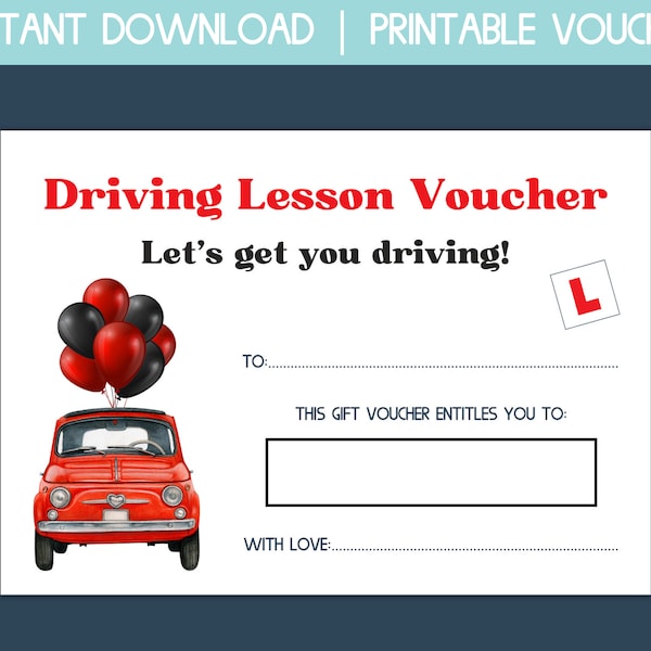 Printable Driving Lesson Voucher - Etsy UK
