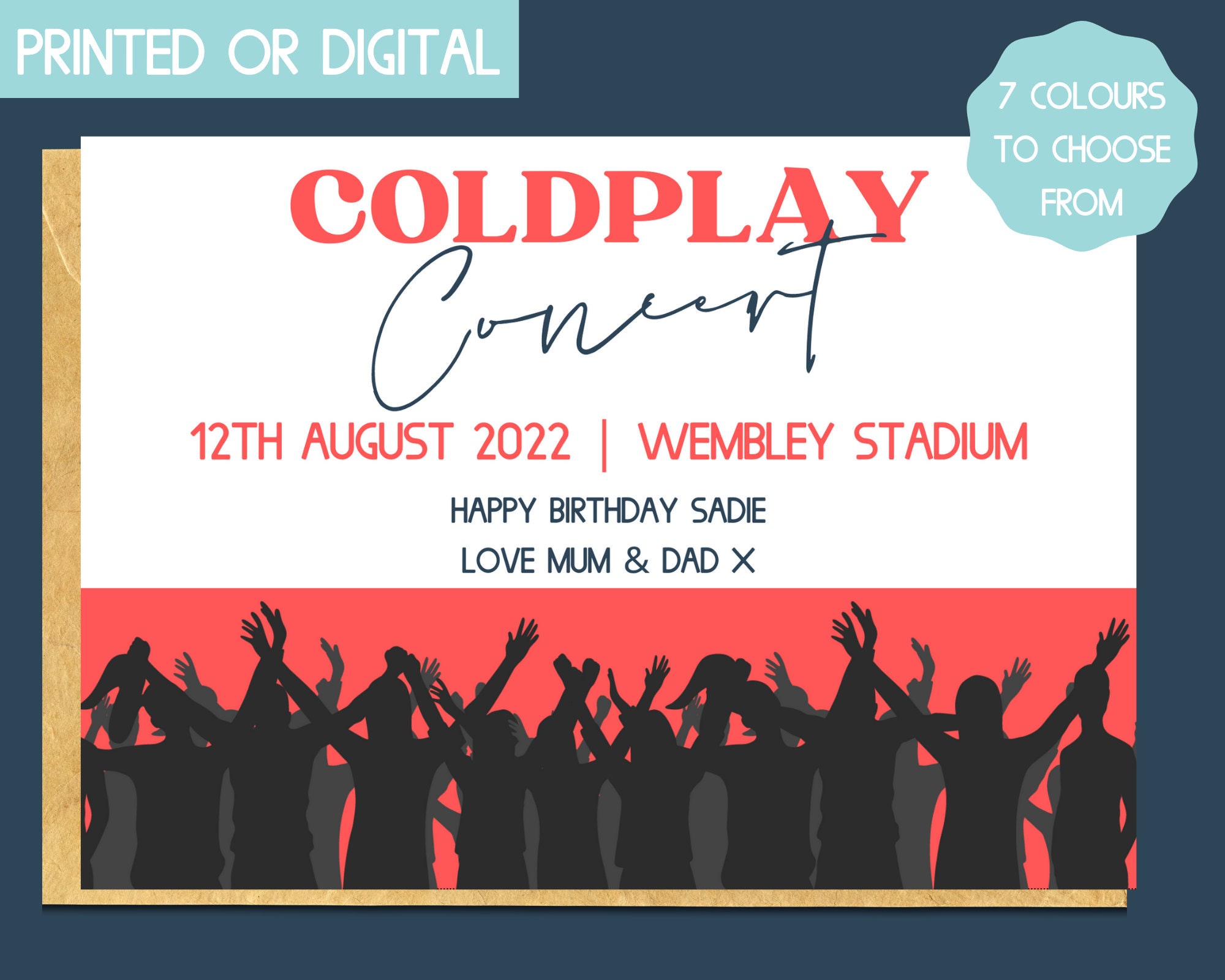 Stationery Concert ticket printable Coldplay ticket festival gift ...