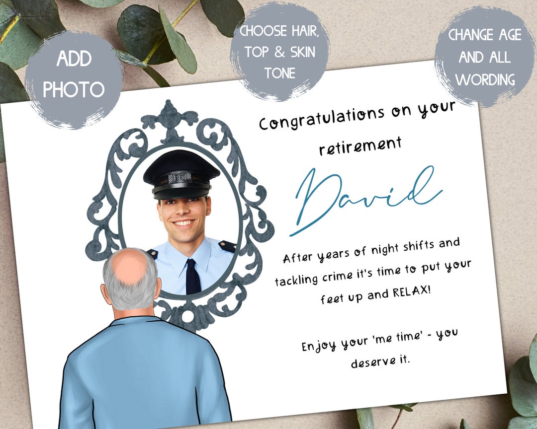 Police Retirement Card, Personalised Retirement Card for Men ...