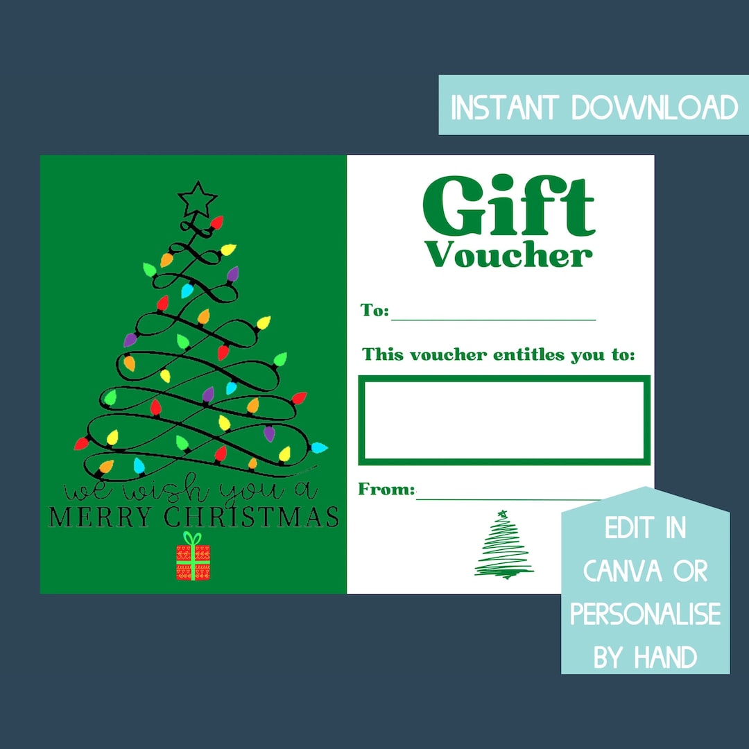 Christmas Voucher Template, Editable Christmas Gift Cards, Gift Voucher ...