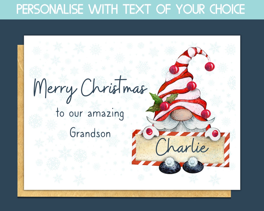 Personalised Gonk Christmas Card for Grandson, Gonk Christmas Card for ...