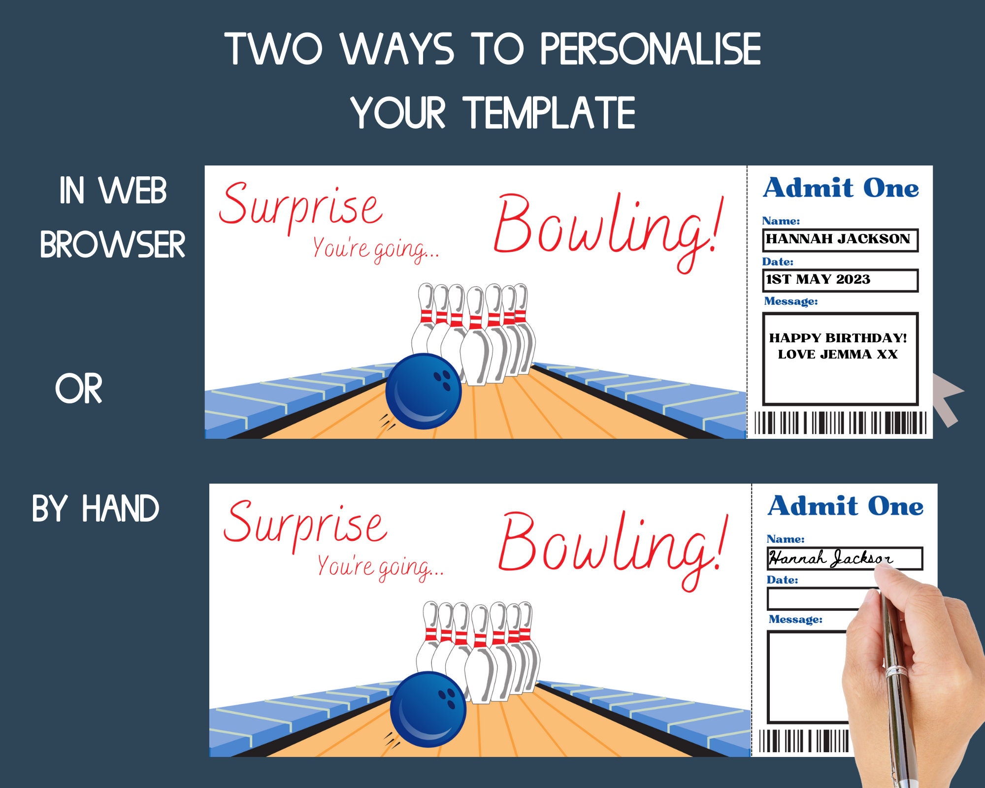Editable Bowling Gift Certificate, Bowling Gift Voucher, Surprise ...