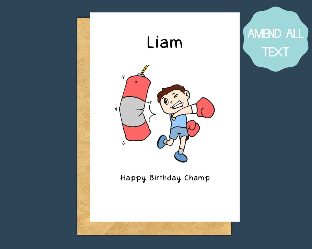 Personalised Boxing Birthday Card for Brother, Boxer Birthday Card ...