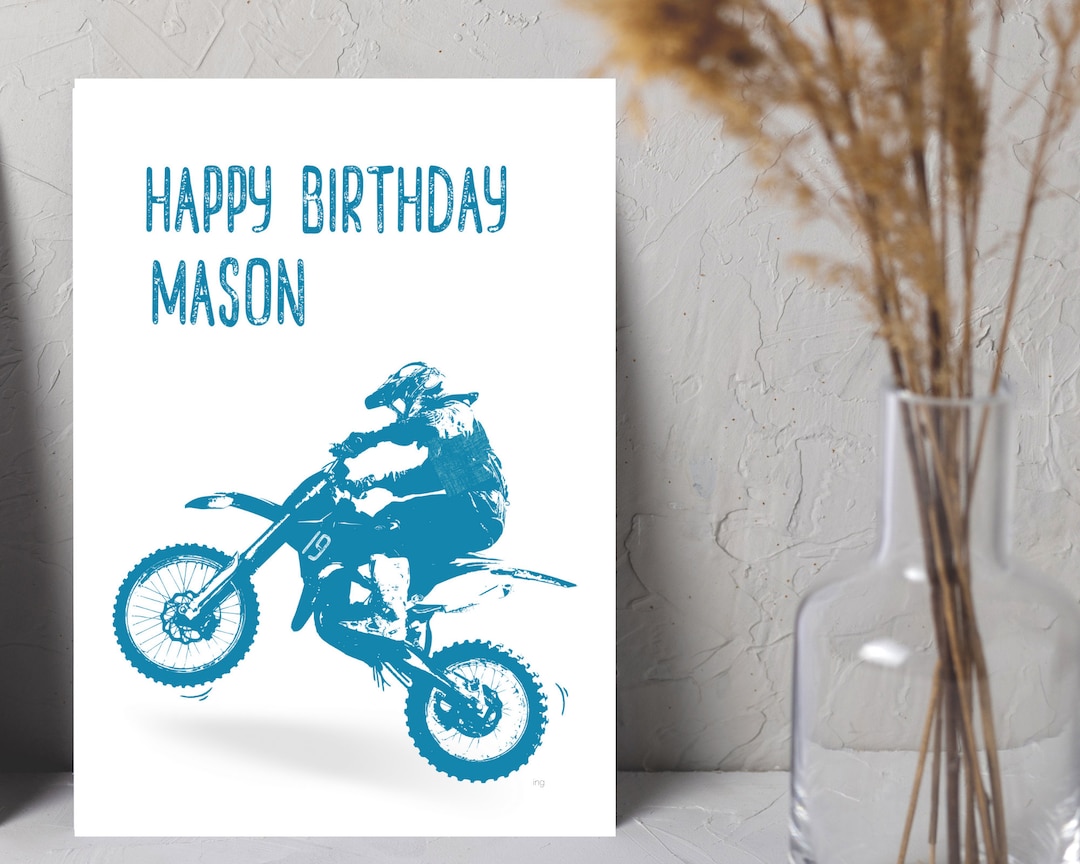 Personalised Motocross Birthday Card for Grandson, Motorcross Birthday ...