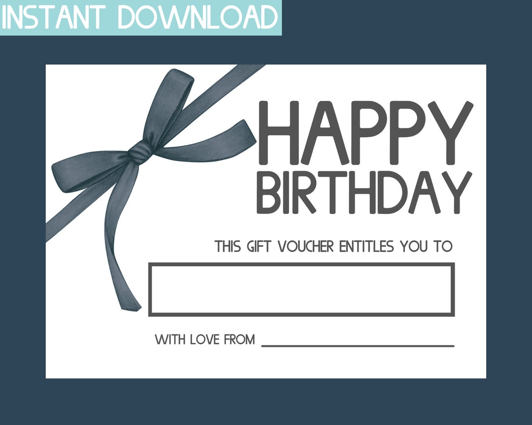 Printable Gift Card, Blank Gift Certificate, Birthday Gift Certificate ...