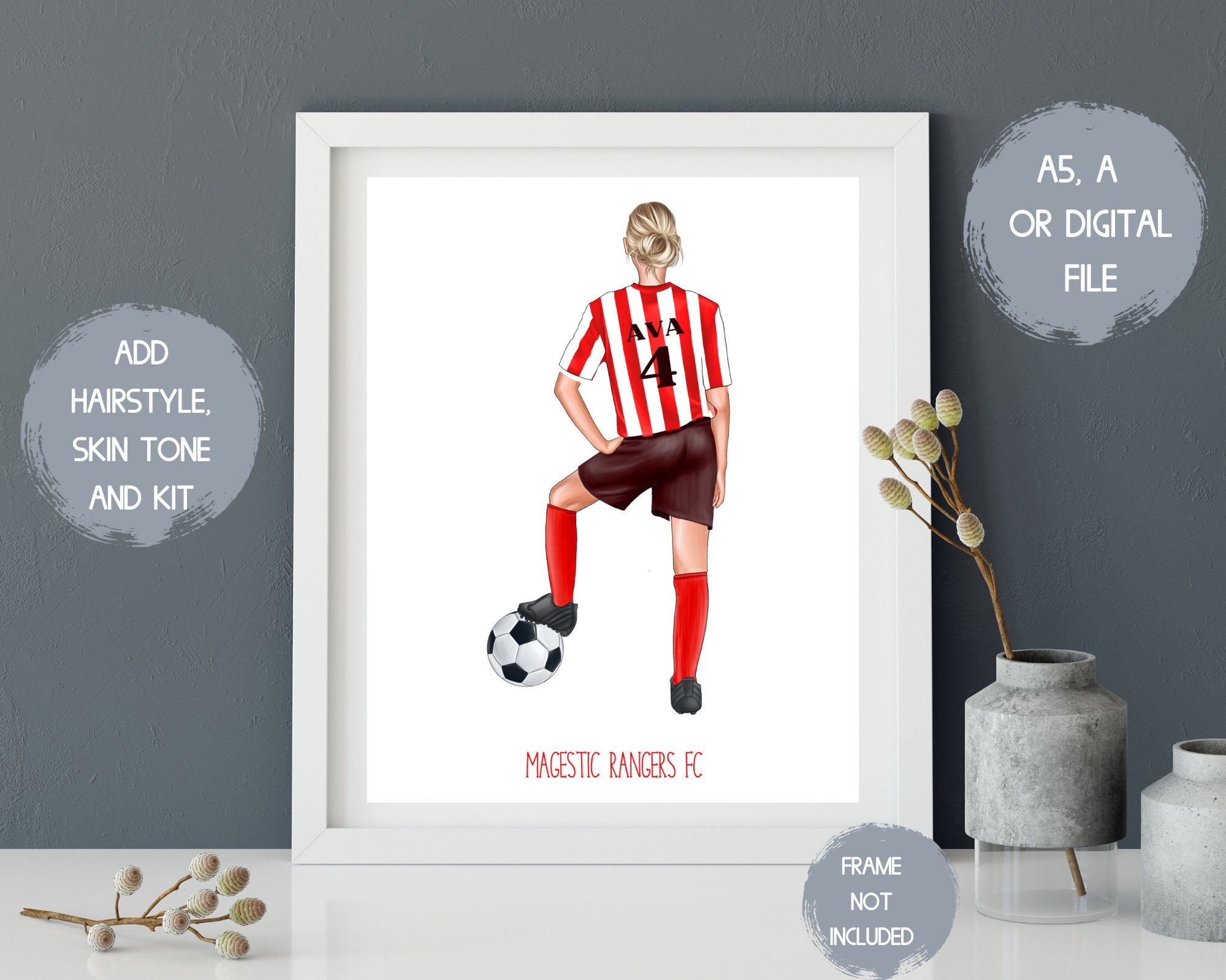 Personalised Womens Football Print Soccer Gifts for Girls - Etsy UK