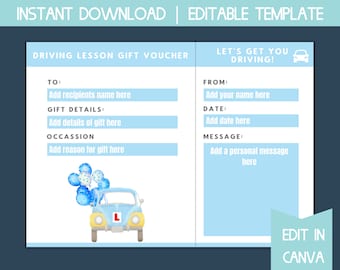 Printable Driving Lesson Voucher - Etsy UK