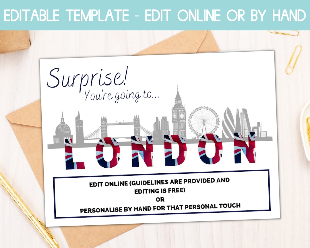 London Surprise Ticket, Surprise Gift Voucher Template, Surprise Trip ...