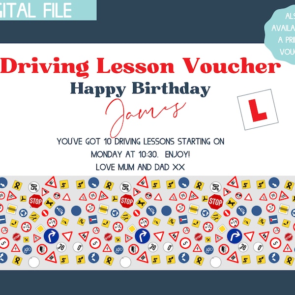 Printable Driving Lesson Voucher - Etsy UK