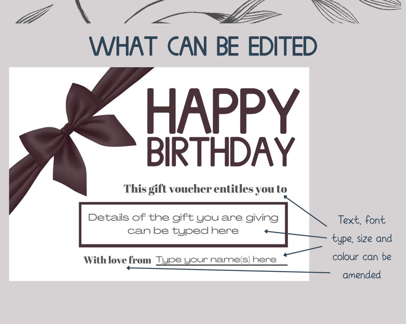 Printable Gift Card Blank Gift Certificate Birthday Gift - Etsy