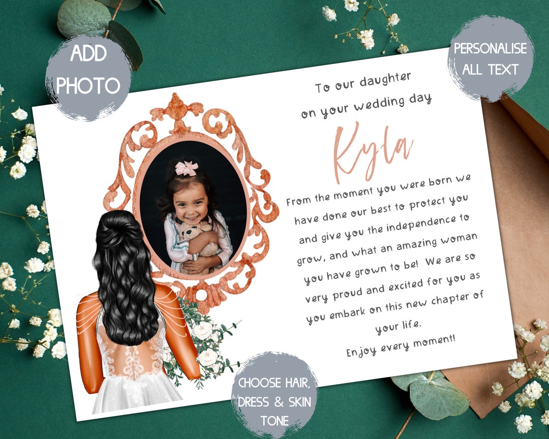 Personalized Daughter Wedding Day Card, Photo Keepsake - Etsy