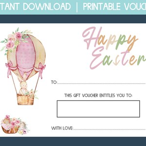 Easter Gift Certificate, Instant Download Easter Gift Card, Printable ...