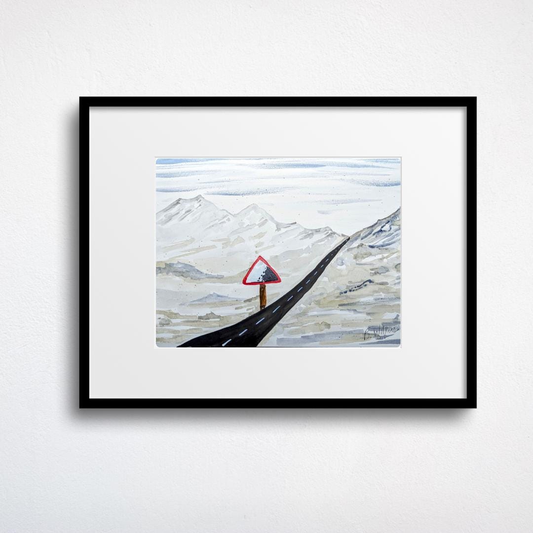 Mountain Watercolor Painting - Falling Rock Mountain | 10.5" X 7.5" on ...