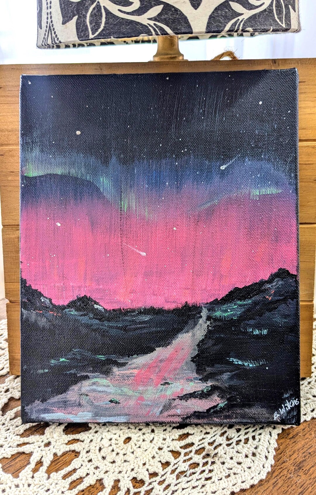 Northern Lights Painting on 8x10 Stretched Canvas – Starry Night Sky ...
