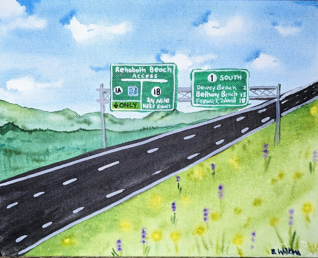 Framed Original Delaware Beaches Watercolor on Canvas Painting, Coastal ...
