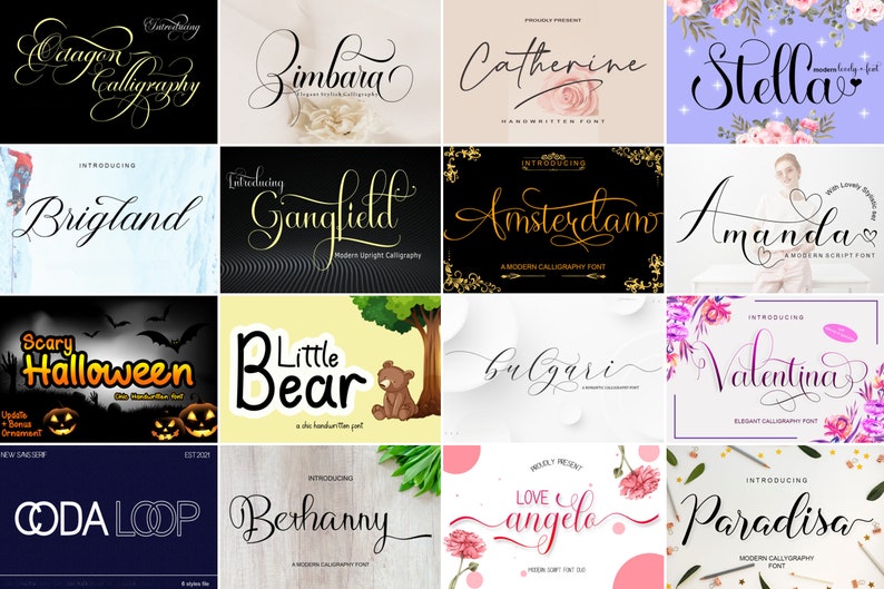 Modern Calligraphy Font Bundle, Elegant Font, Font Bundle, Handwritten ...