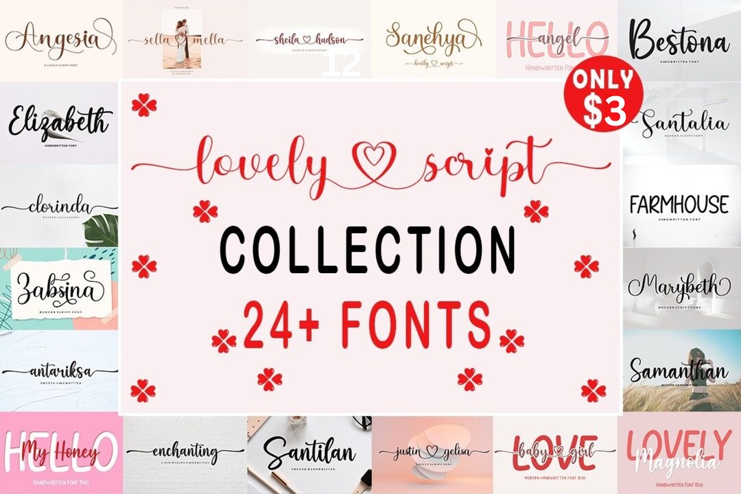 24+ Lovely Script Collection Font Bundle, Fonts Bundle Collection With ...