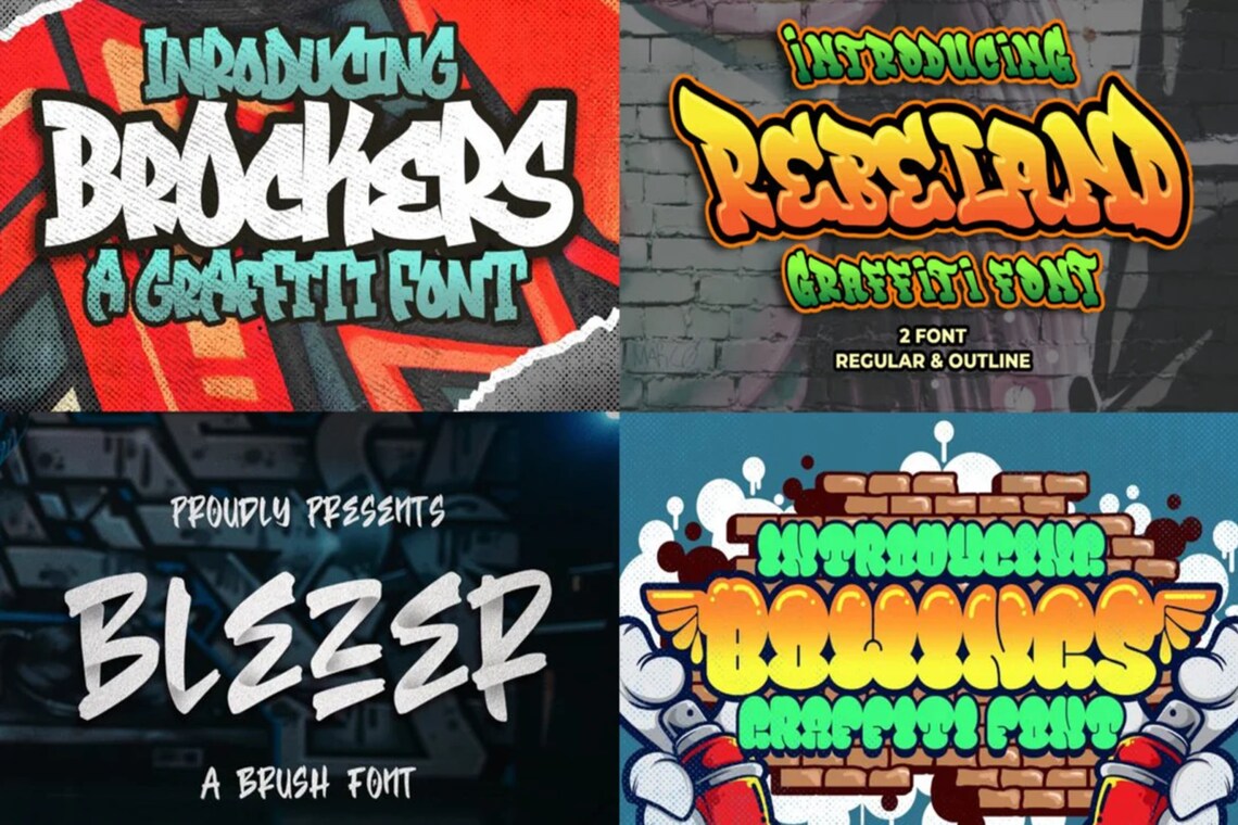 Graffiti Font Bundle, Urban Font, Vintage Font, Retro Font, Street Font ...