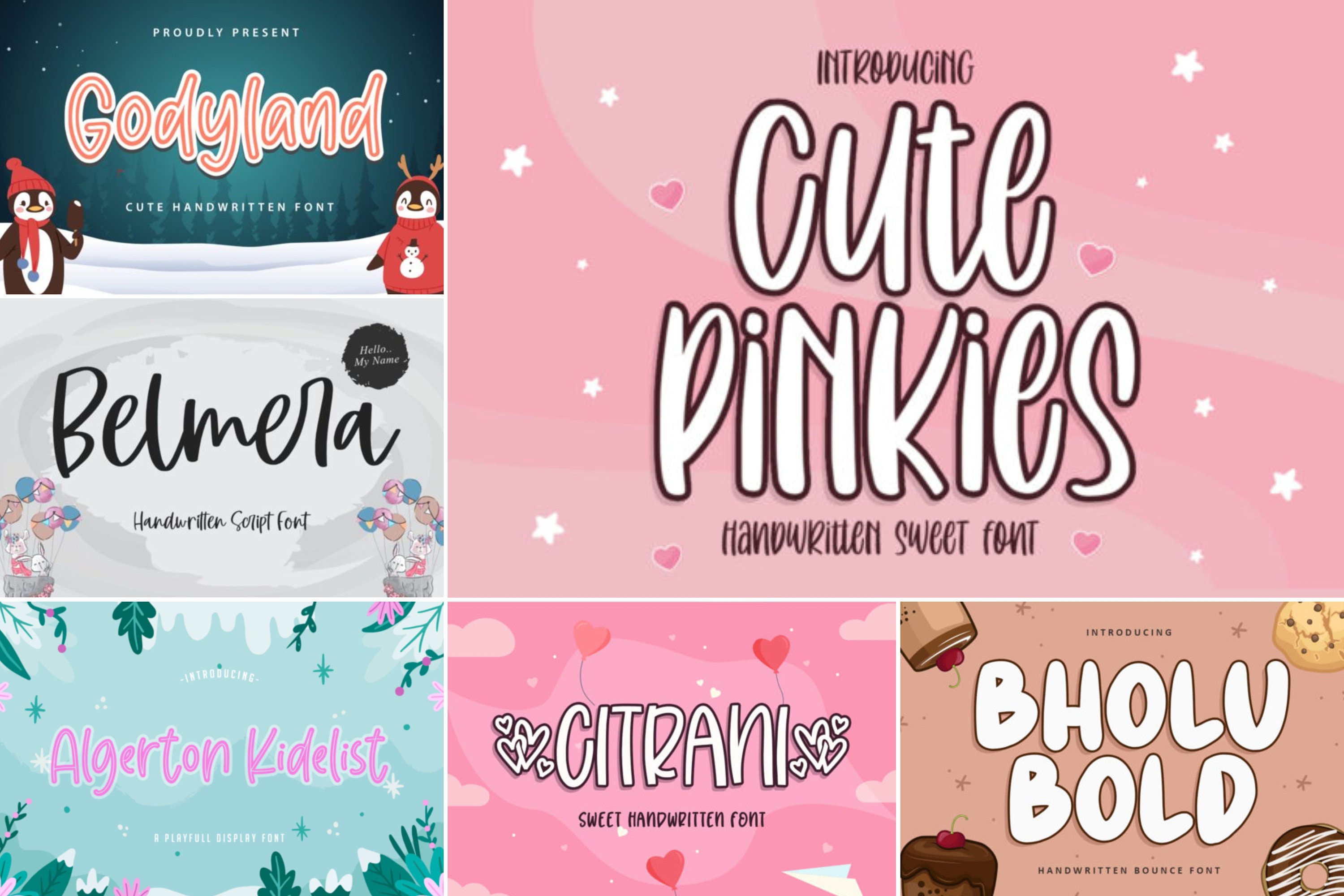 Cute Fonts Bundle - Monster Hour,groovy Fonts,cute Fonts,bubble Font ...