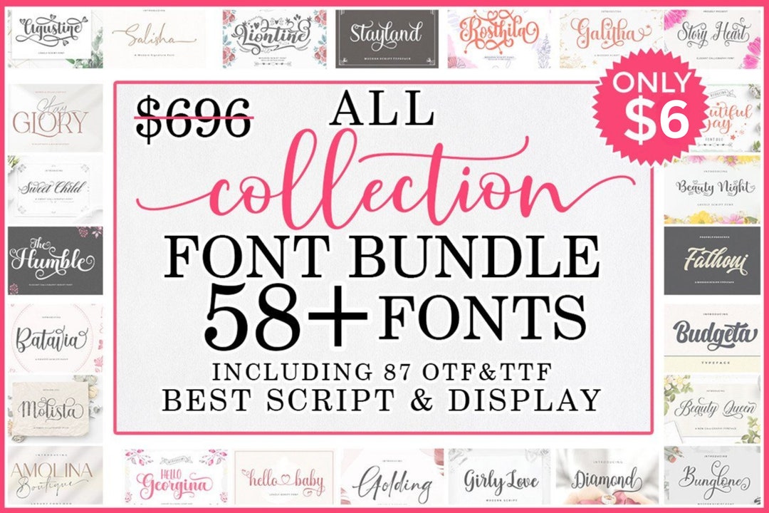 Mega Collections Font Bundle - Font Bundle, Cricut Fonts, Procreate ...