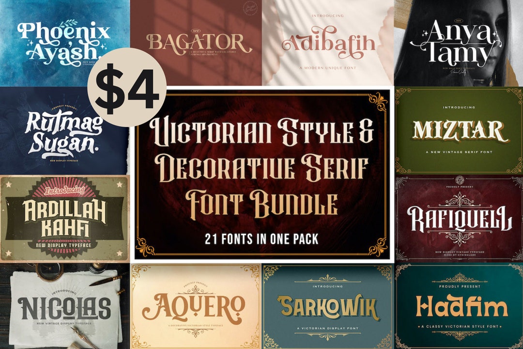 Victorian & Decorative Serif - Font Bundle, Handwritten Font ...