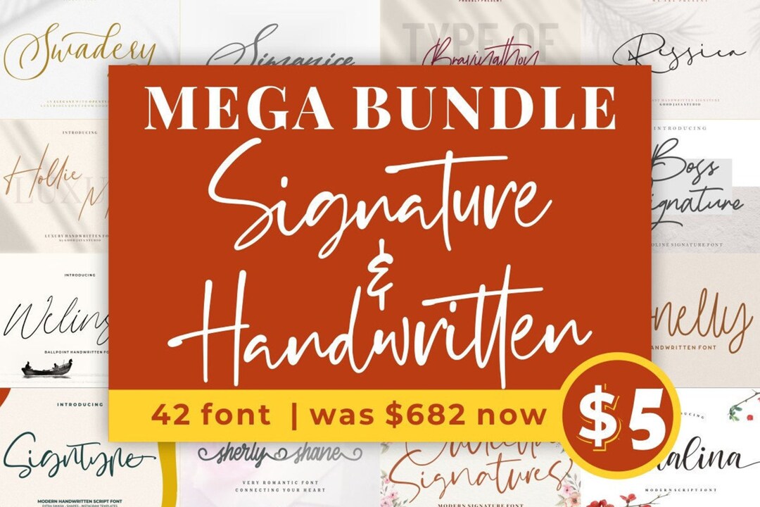 Mega Fonts Bundle, Handwritten Fonts, Calligraphy Fonts, Cricut Font ...