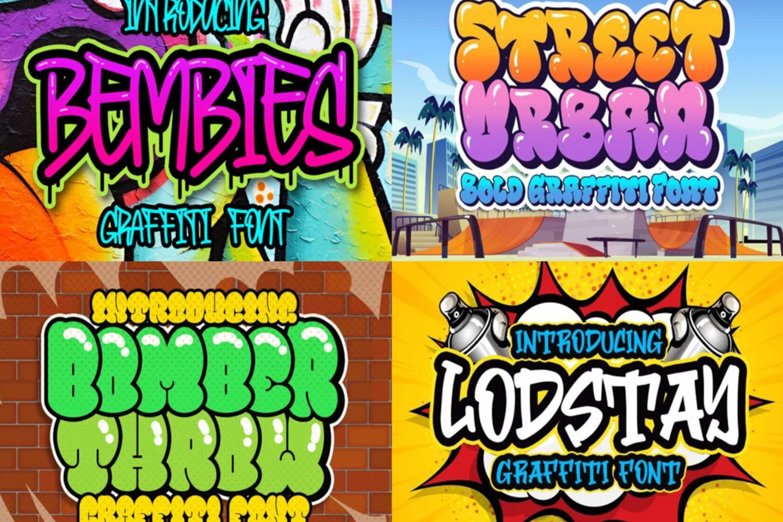 Graffiti Font Bundle, Urban Font, Vintage Font, Retro Font, Street Font ...