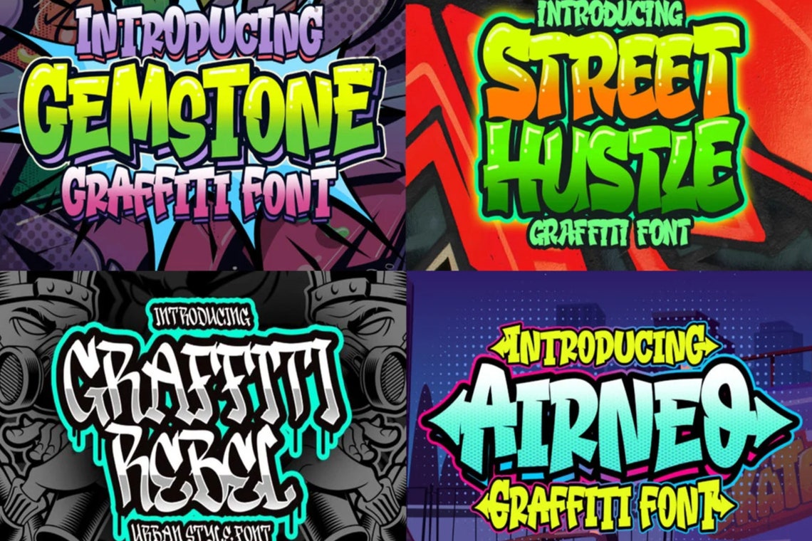 Graffiti Font Bundle, Urban Font, Vintage Font, Retro Font, Street Font ...