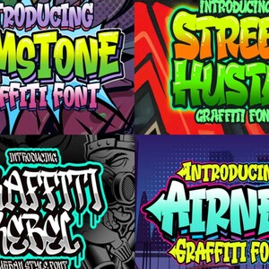 Graffiti Font Bundle, Urban Font, Vintage Font, Retro Font, Street Font ...