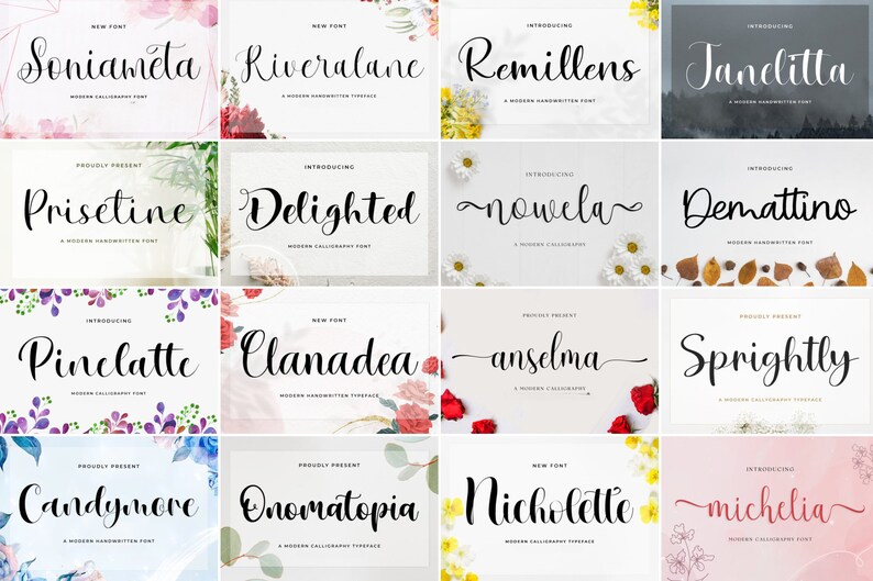 Aesthetic Font Bundle Font Bundle, Handwritten Font, Calligraphy Font, Script Font, Cricut ...