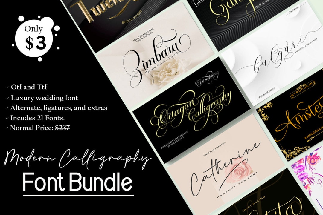 Modern Calligraphy Font Bundle, Elegant Font, Font Bundle, Handwritten ...