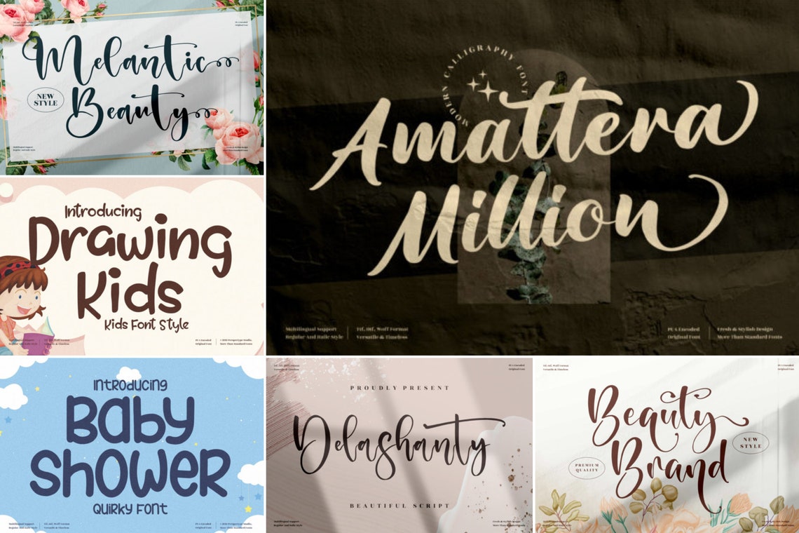 Mega Collections Font Bundle Font Bundle, Cricut Fonts, Procreate Fonts ...