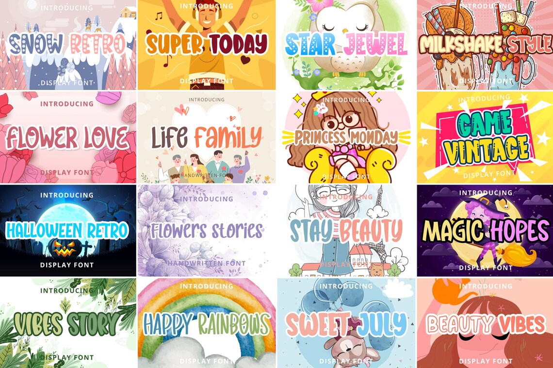 64+ Mega Cute Font Collection Bundle, Fonts Bundle Collection With ...