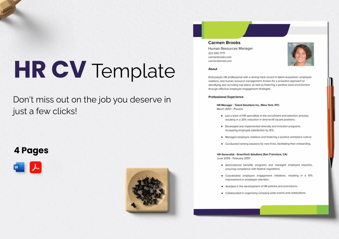 HR CV Template Download, CV Template Design in Word, Google Docs, Pdf ...