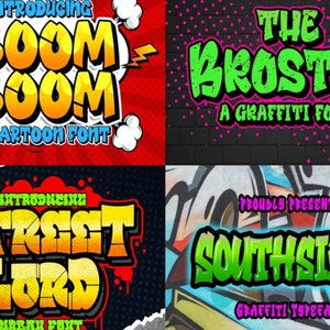 Graffiti Font Bundle, Urban Font, Vintage Font, Retro Font, Street Font ...