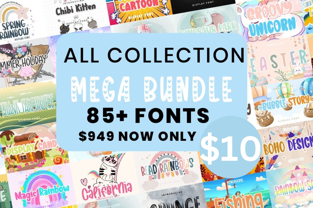 Mega Collection Font Bundle, Font Bundle for Cricut, Goodnotes Fonts ...