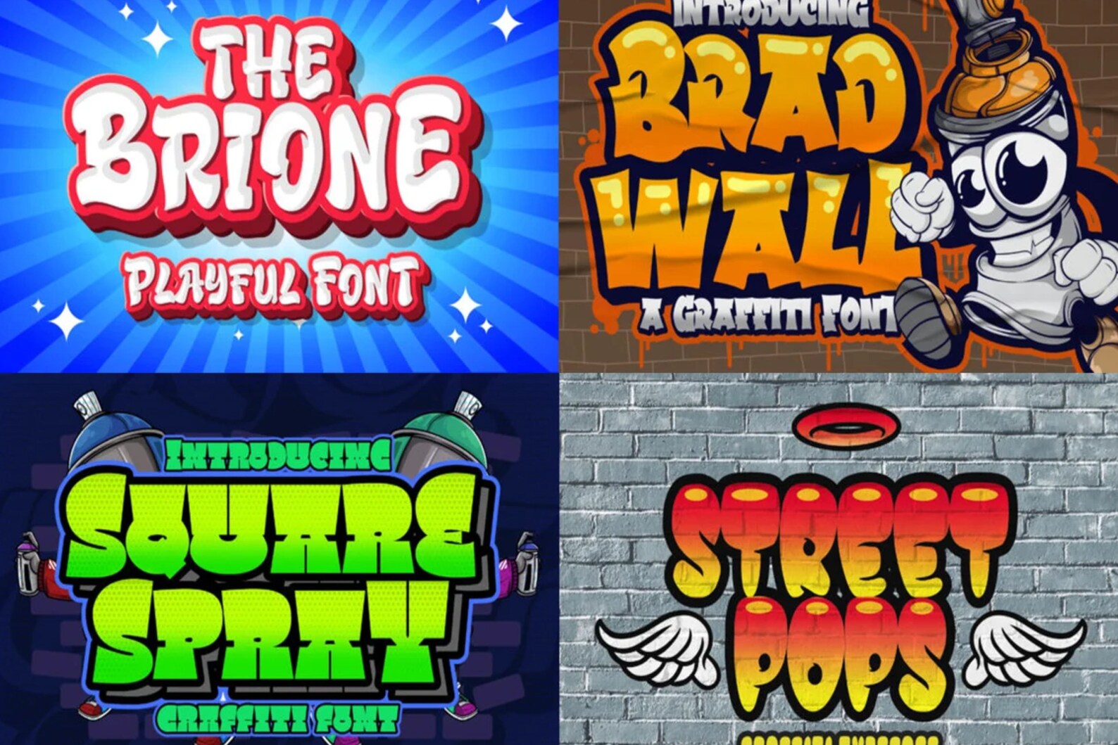 Graffiti Font Bundle, Urban Font, Vintage Font, Retro Font, Street Font ...