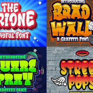 Graffiti Font Bundle, Urban Font, Vintage Font, Retro Font, Street Font ...